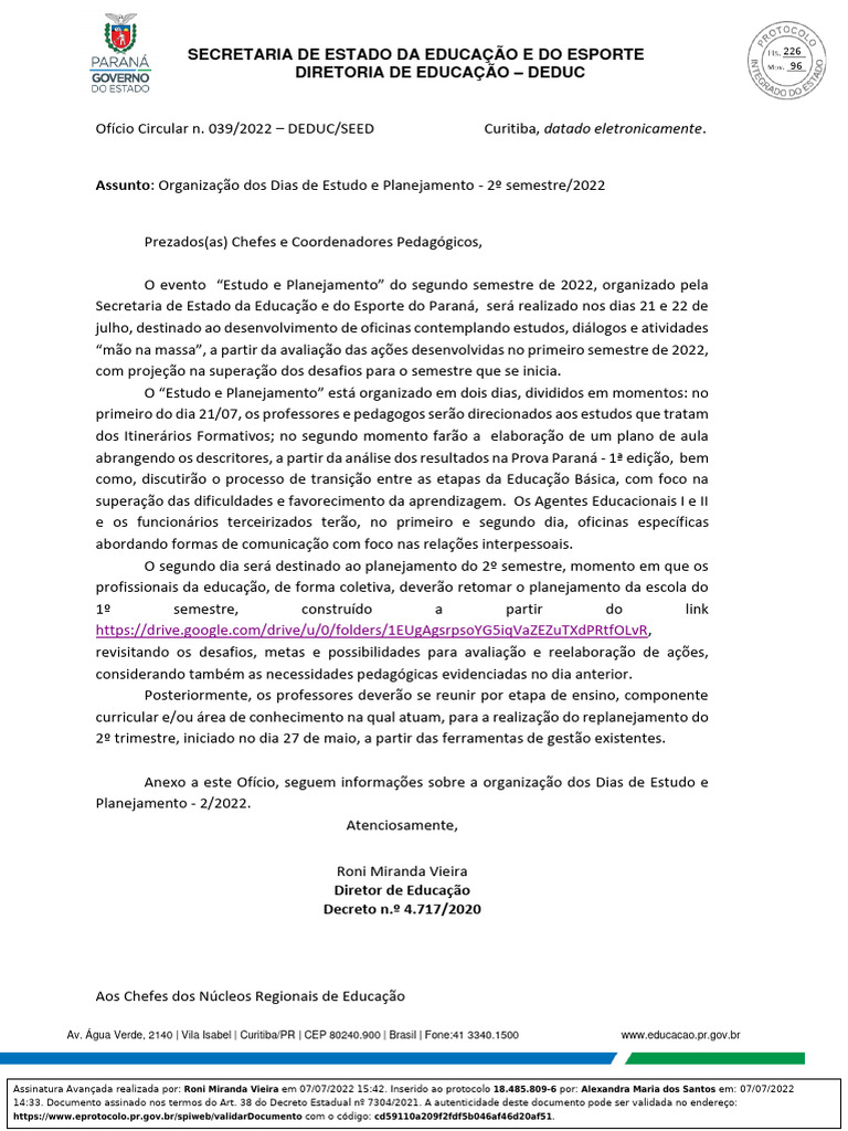 039_Oficio_Circular_EstudoePlanejamento_2_2022 (1) | PDF