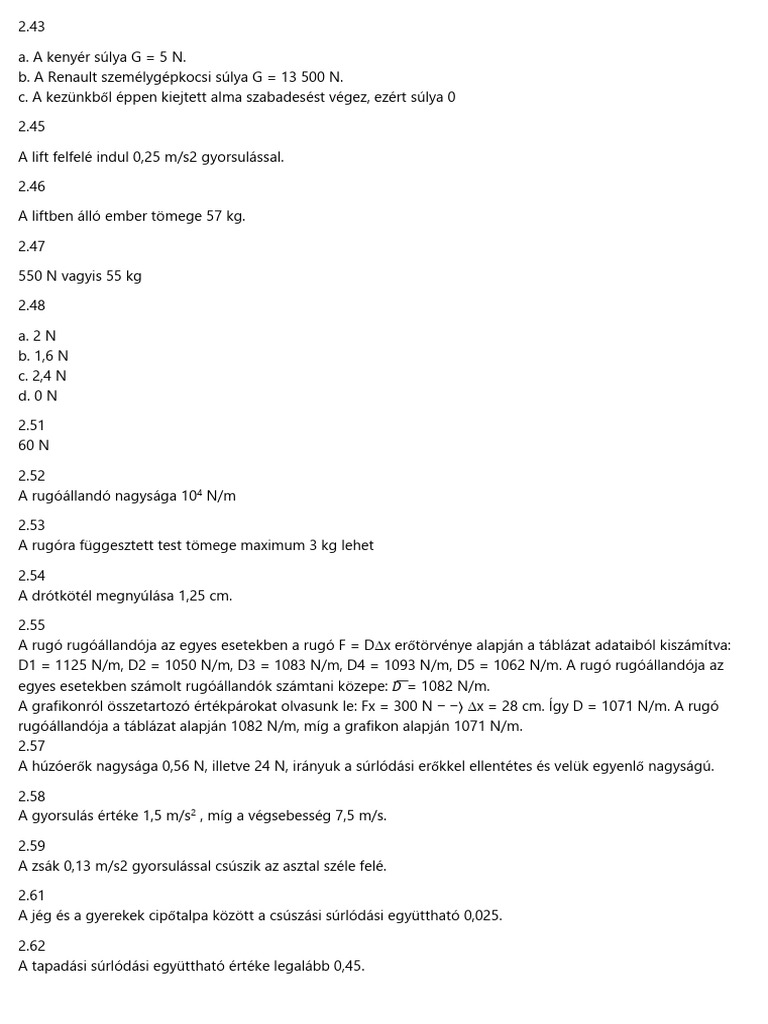 Dinamika 2.óra HF Megoldások | PDF