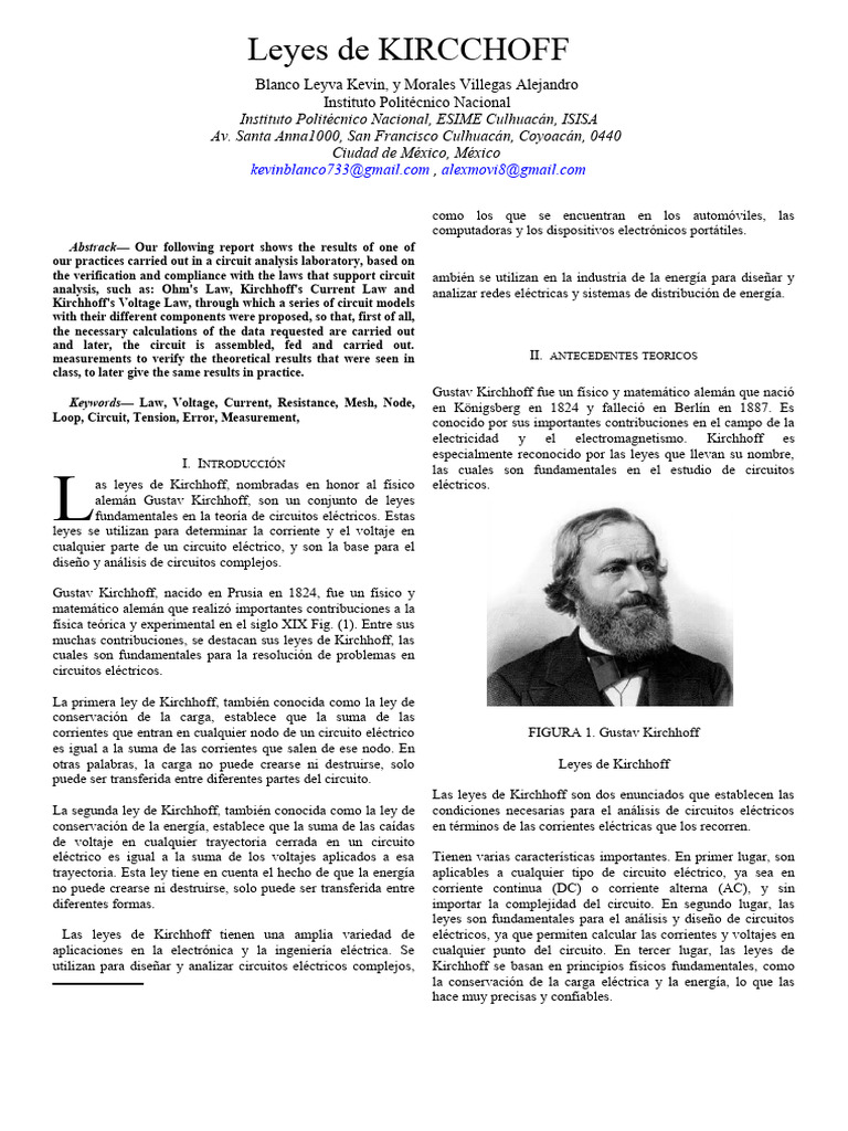 Leyes de Kirchhoff en Circuitos Eléctricos | PDF | Corriente eléctrica ...