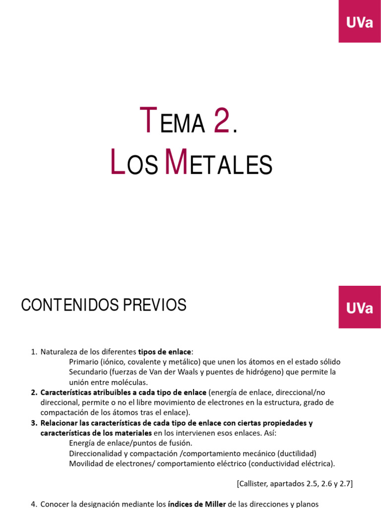 Tema 2. Materiales Metálicos | PDF | Dislocación | Rieles