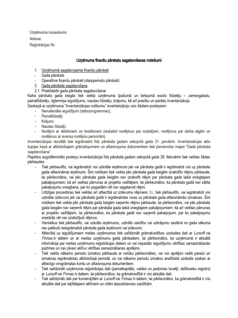 Paraugs8 Gada Parskatu Sagatavosana | PDF