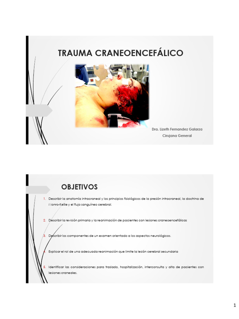 Trauma Craneoencefálico: Objetivos | PDF | Lesión cerebral traumática ...