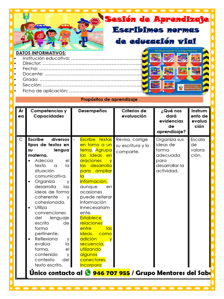 2° Sesión Día 3 Com Escribimos Normas de Educación Vial Unidad 7 Semana ...