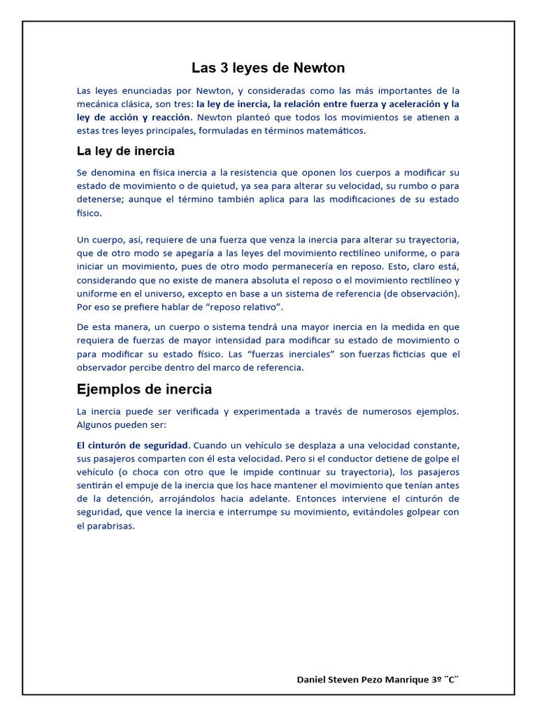 Las 3 Leyes de Newton | PDF | Las leyes del movimiento de Newton | Fuerza