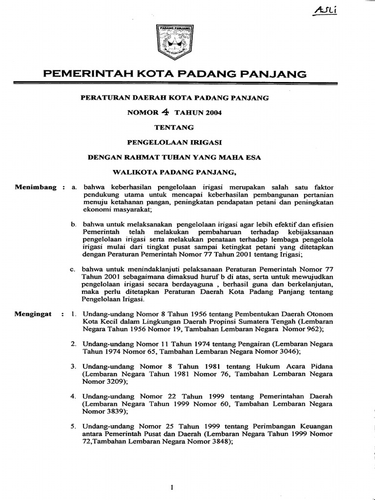 Perda No 4 Tahun 2004 | PDF