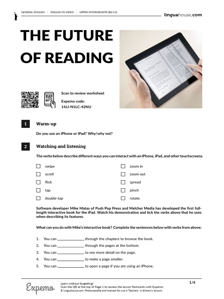 The Future of Reading American English Teacher Ver2 BW | PDF | I Pad