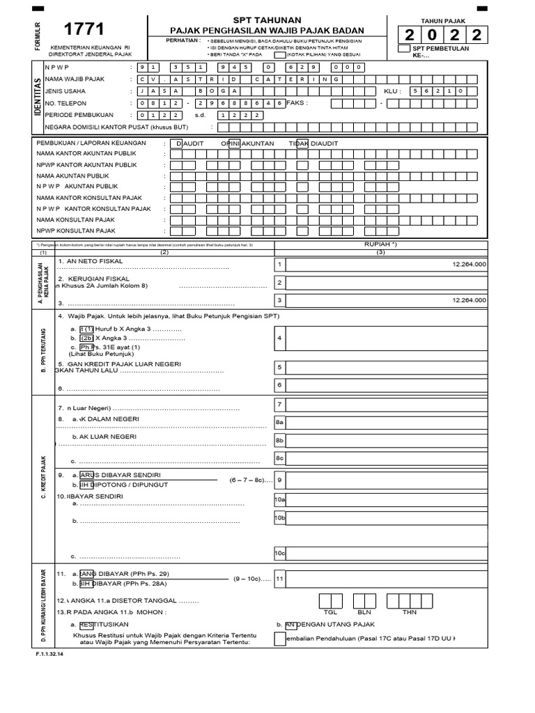 04 SPT Tahunan PPH Badan 1771 Seterusnya | PDF