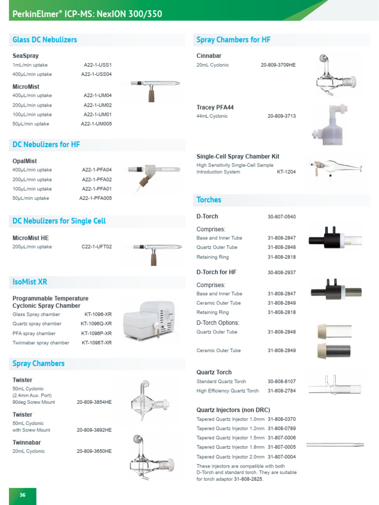 PerkinElmer Nexion 300 - Consumables | PDF | Physical Sciences ...