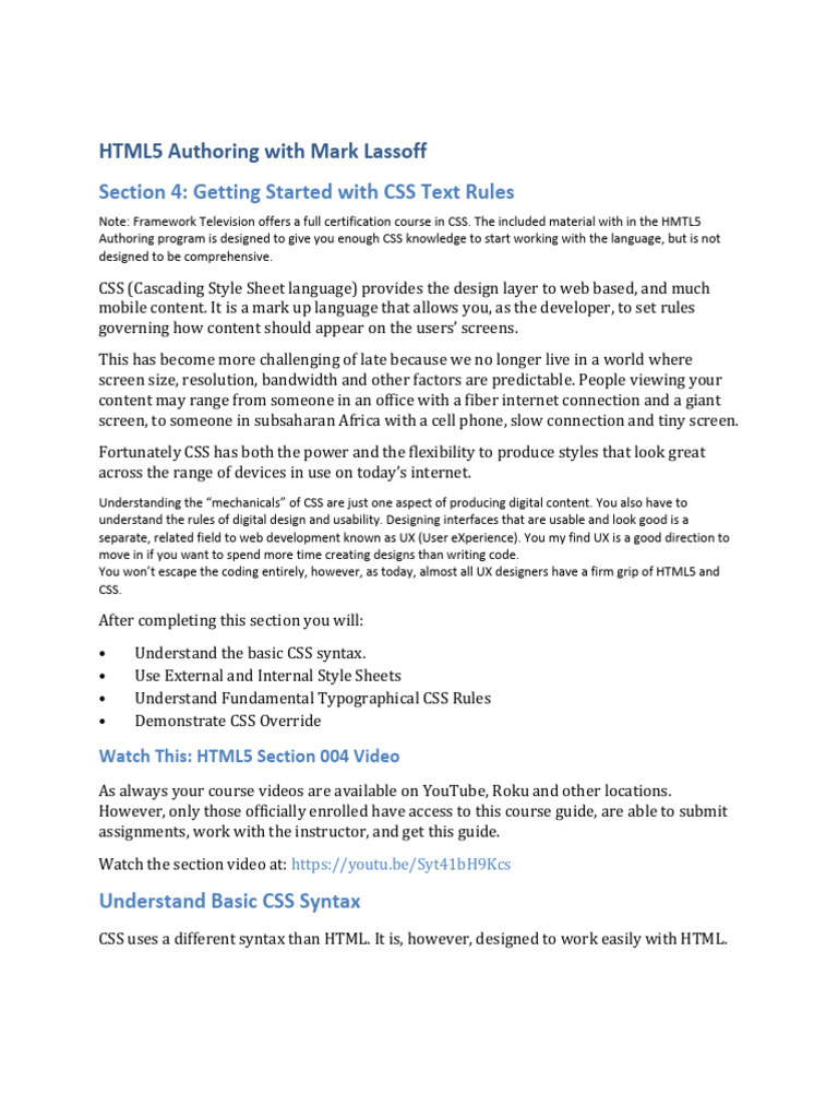 HTML5 Authoring 4 | Download Free PDF | Html Element | Html