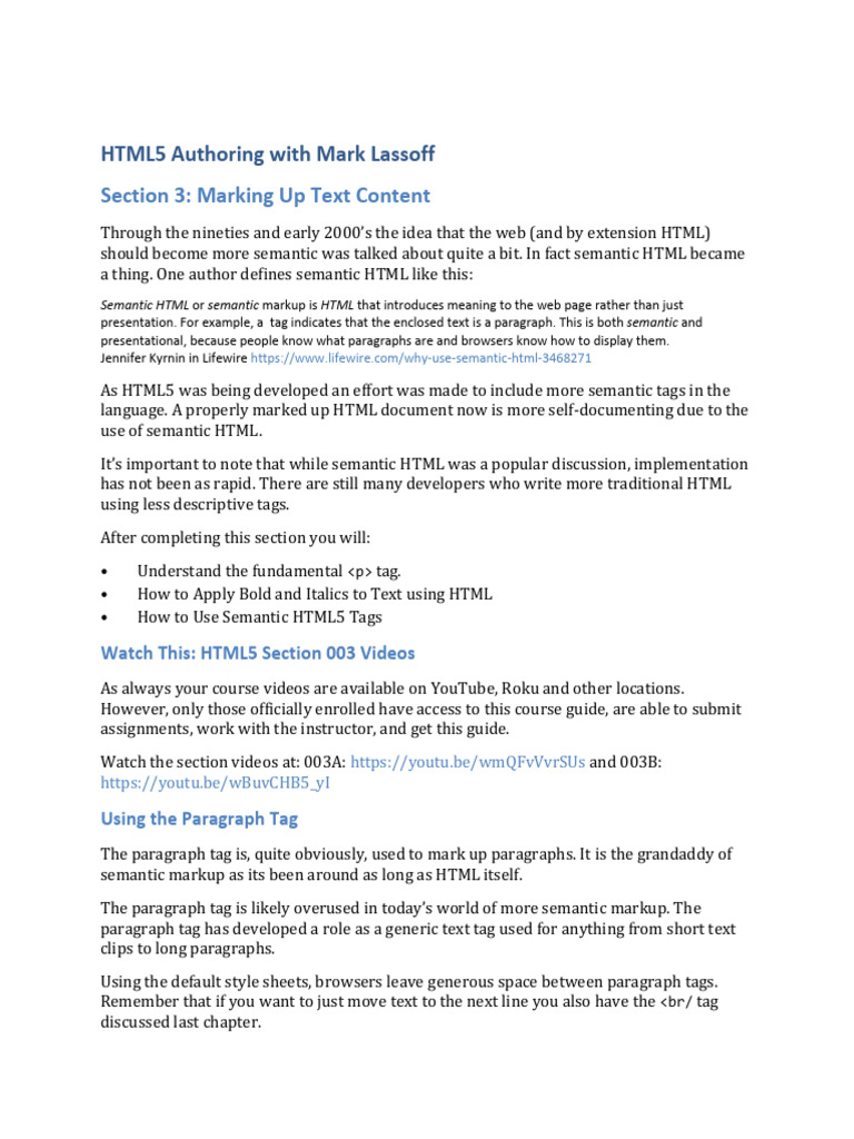 HTML5 Authoring 3 | PDF | Html Element | Html HTML5 Authoring 3 | PDF | Html Element | Html