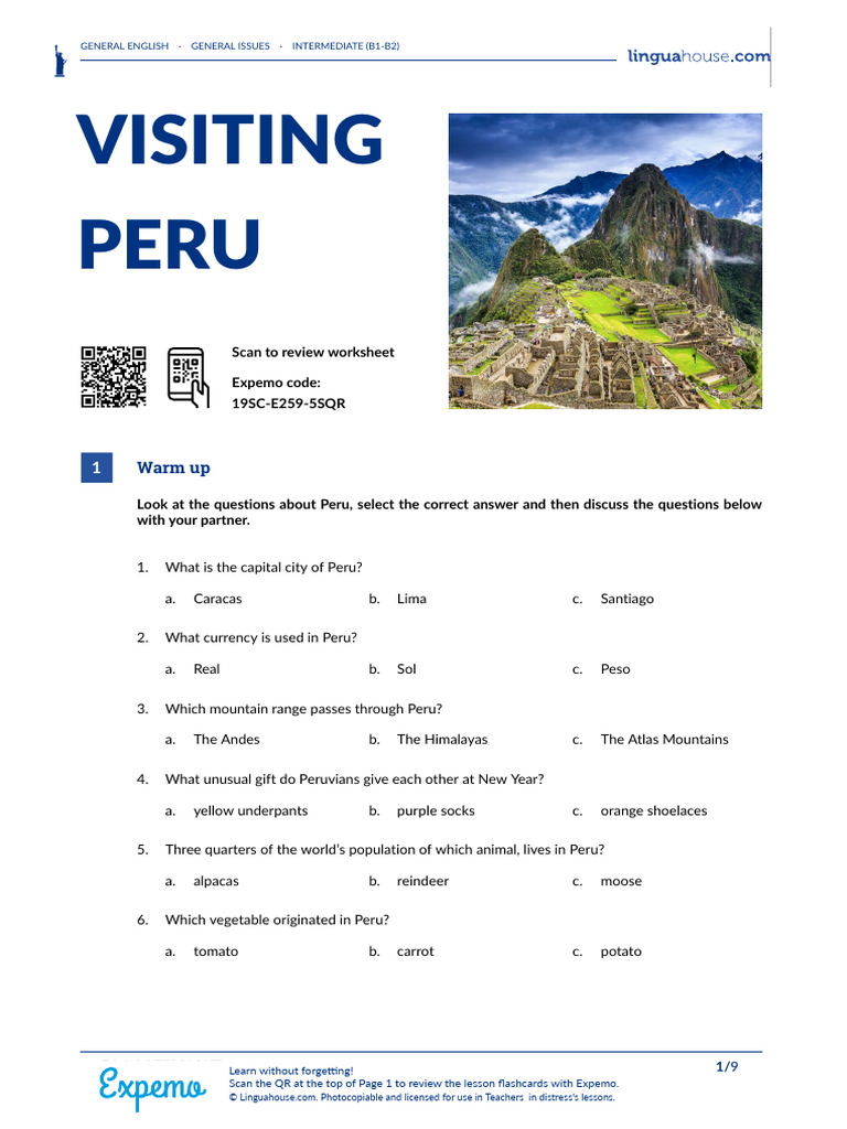 Visiting Peru American English Teacher | PDF | Peru | Machu Picchu