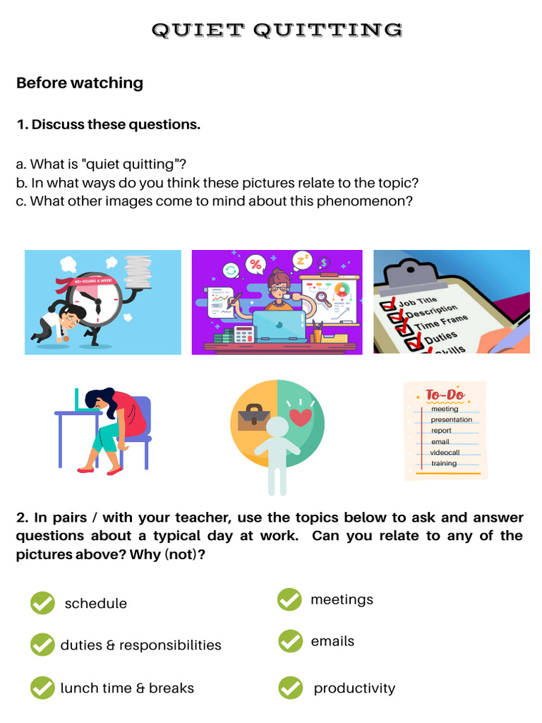 Quiet Quitting - Ss Worksheet | PDF | Human Communication