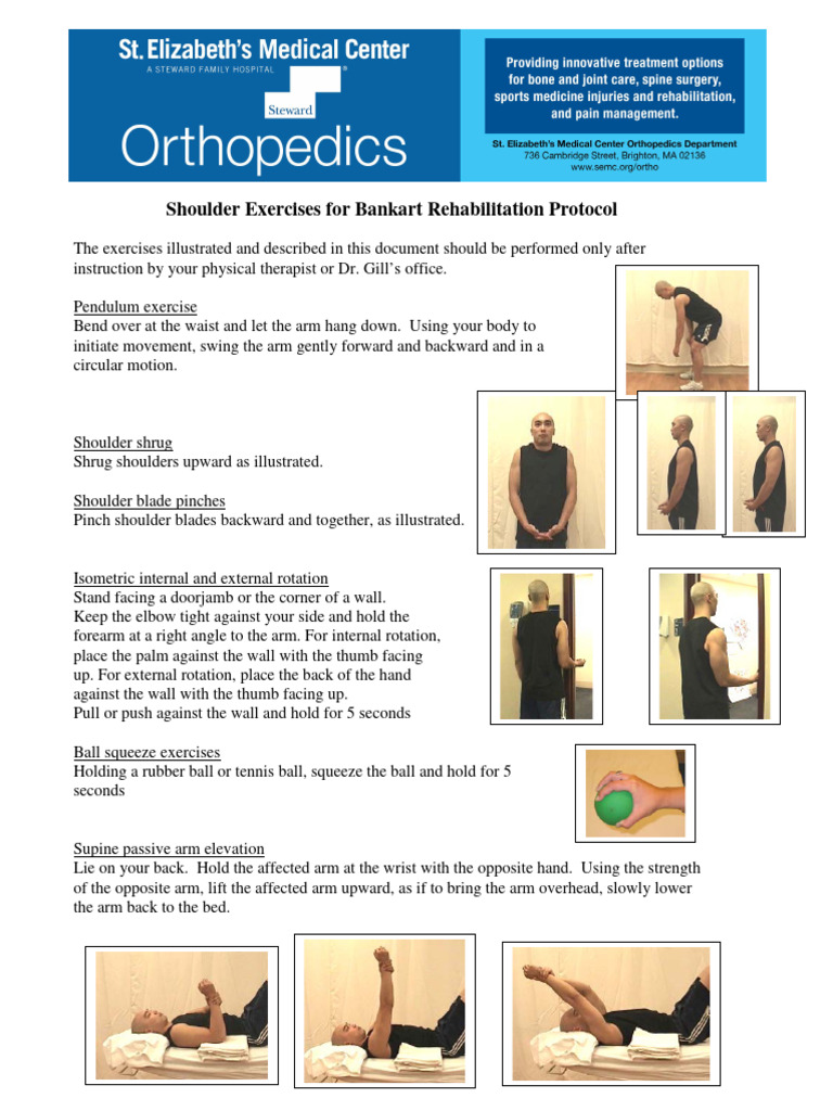 Shoulder Exercise Descriptions For Bankart | PDF | Anatomical Terms Of Motion | Elbow