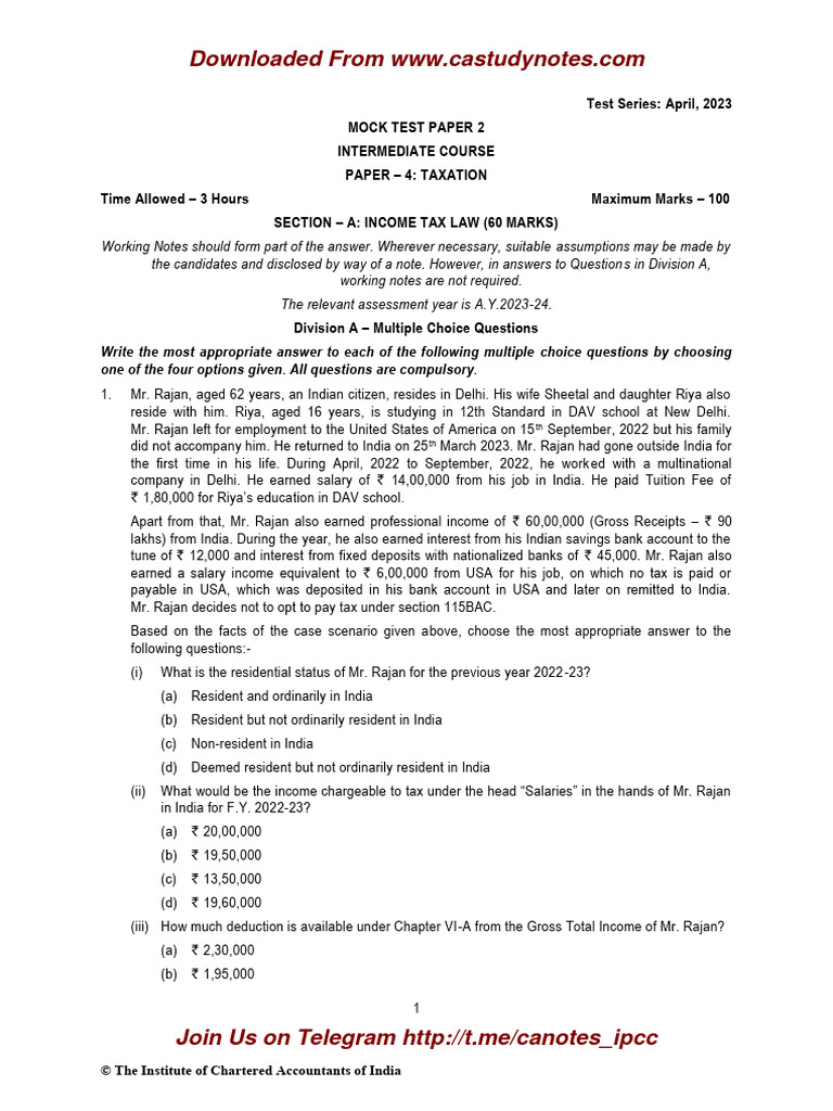 CA Inter Taxation Q MTP 2 May 23 | PDF | Value Added Tax | Taxes