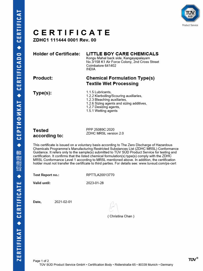 MRSL Certificate | Download Free PDF | Polycyclic Aromatic Hydrocarbon ...