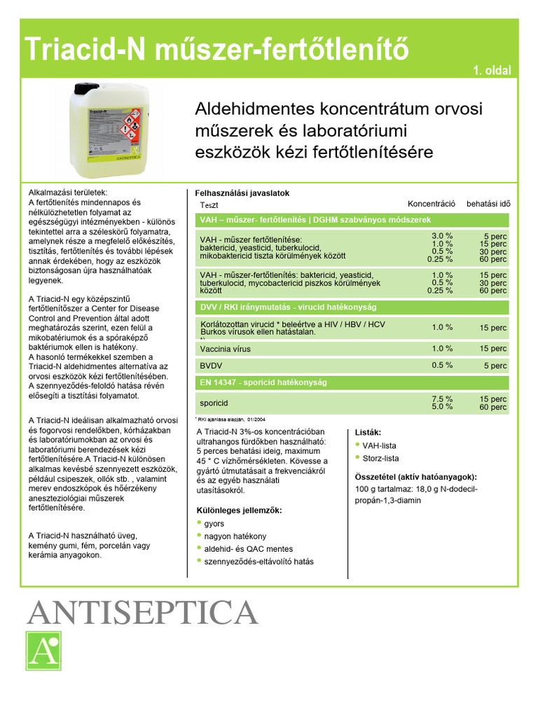 Triacid N Hasznalati Utmutato | PDF