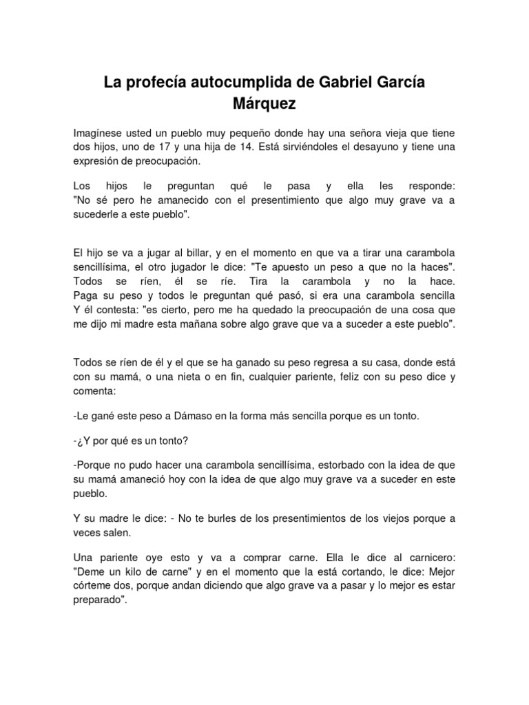 La profecía autocumplida en García Márquez | PDF