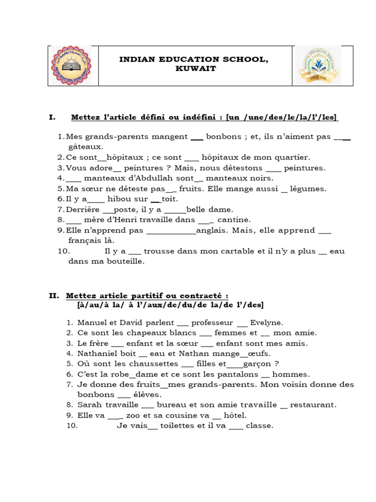 HYE-REVISION-Les Articles Et Les Adjectifs | PDF | Échecs | Théorie ...