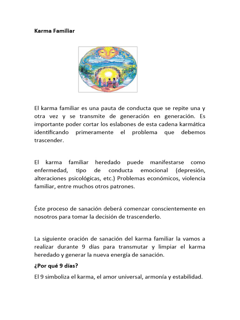 Oración de Sanación Del Karma Familiar-1 | PDF