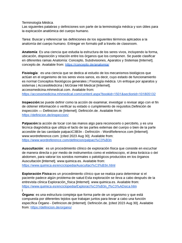 Terminología Médica Anatomía Terminología Anatómica EcuRed