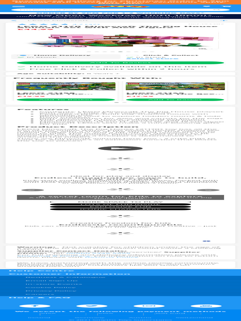 LEGO 21170 Minecraft The Pig House Animals Set With Alex Figure Smyths ...