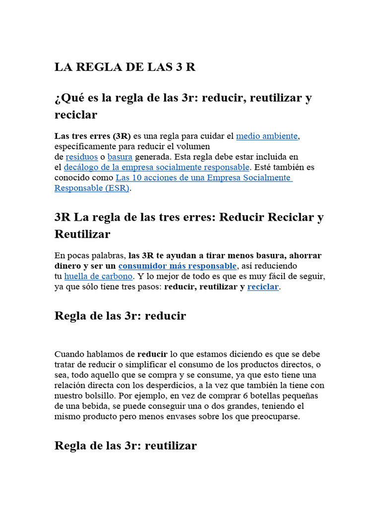 Guía de las 3R: Reducir, Reutilizar, Reciclar | PDF | Residuos | Reciclaje