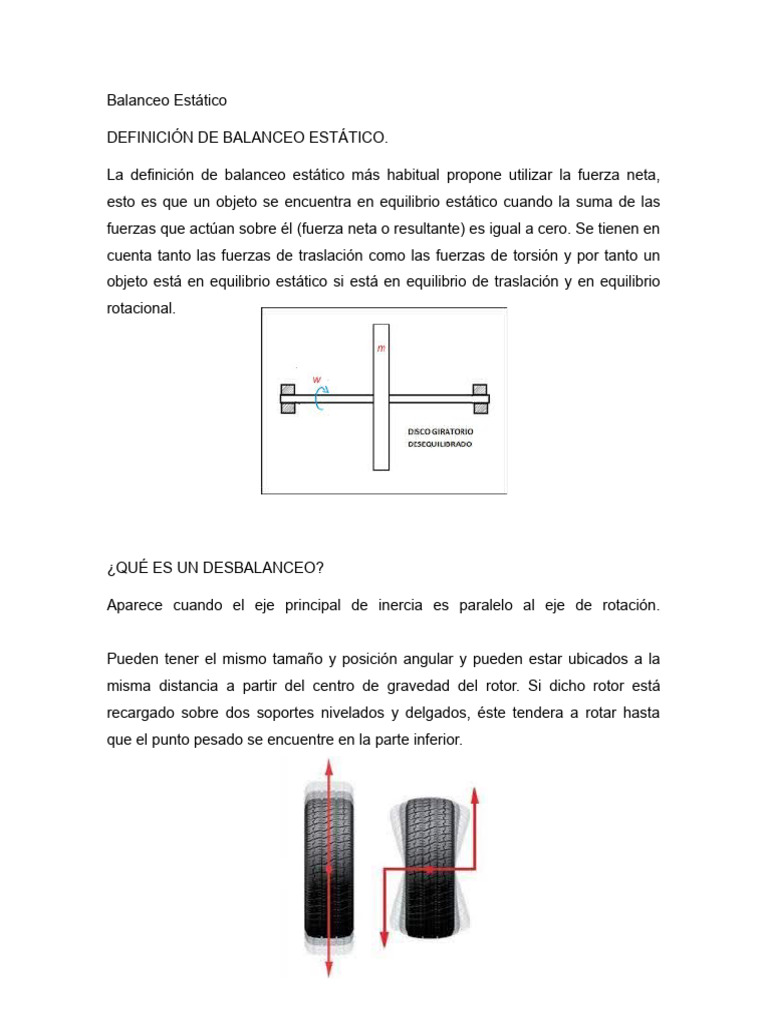 Balanceo Estático: Definición y Aplicaciones | PDF | Rotación | Fuerza