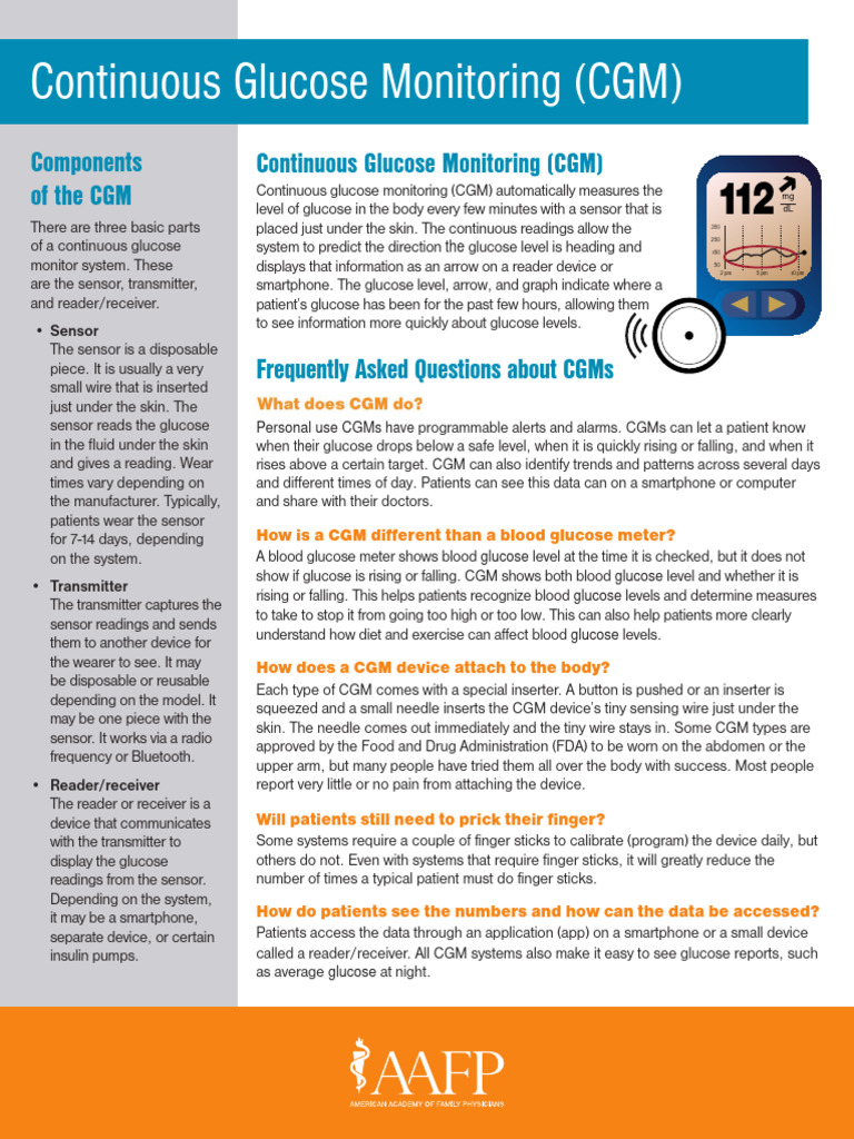CGM Overview Handout | PDF | Equipment | Disorders Of Endocrine Pancreas