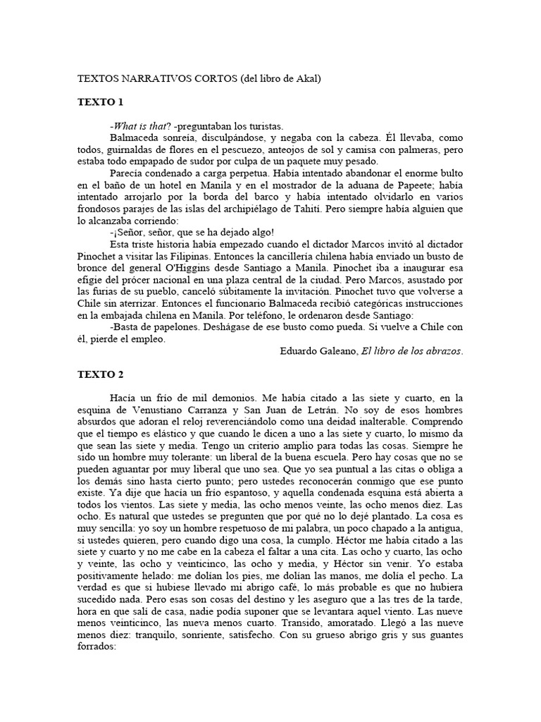 Textos Narrativos Cortos | PDF