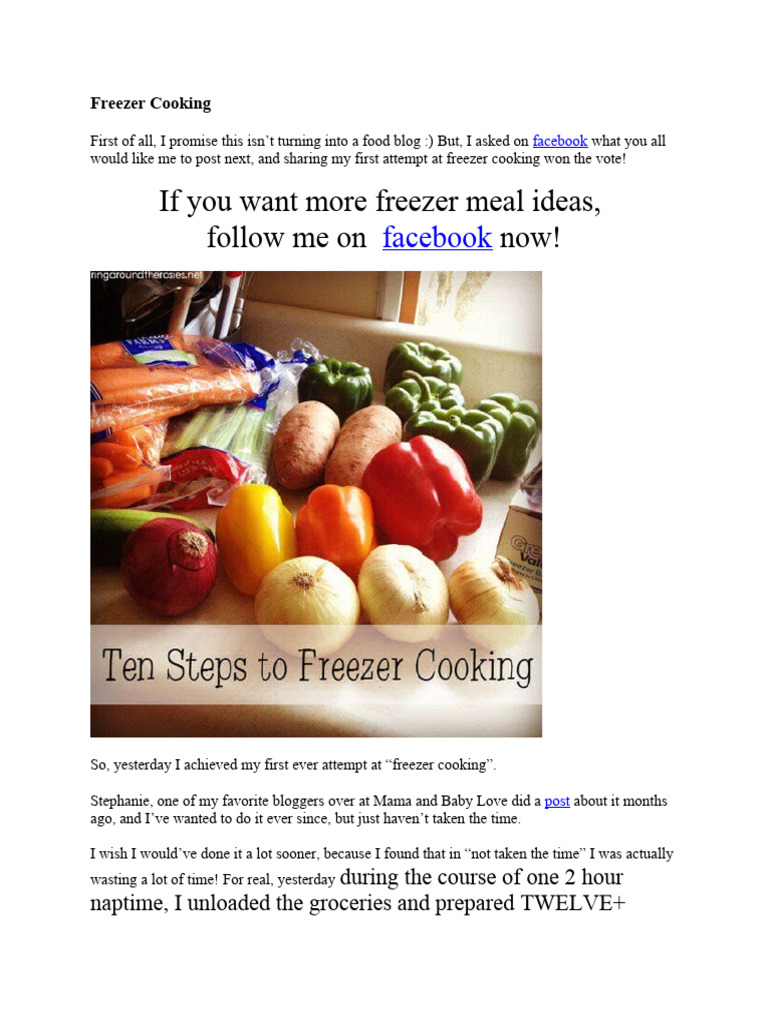 Freezer Cooking | PDF | Sausage | Stock (Food)