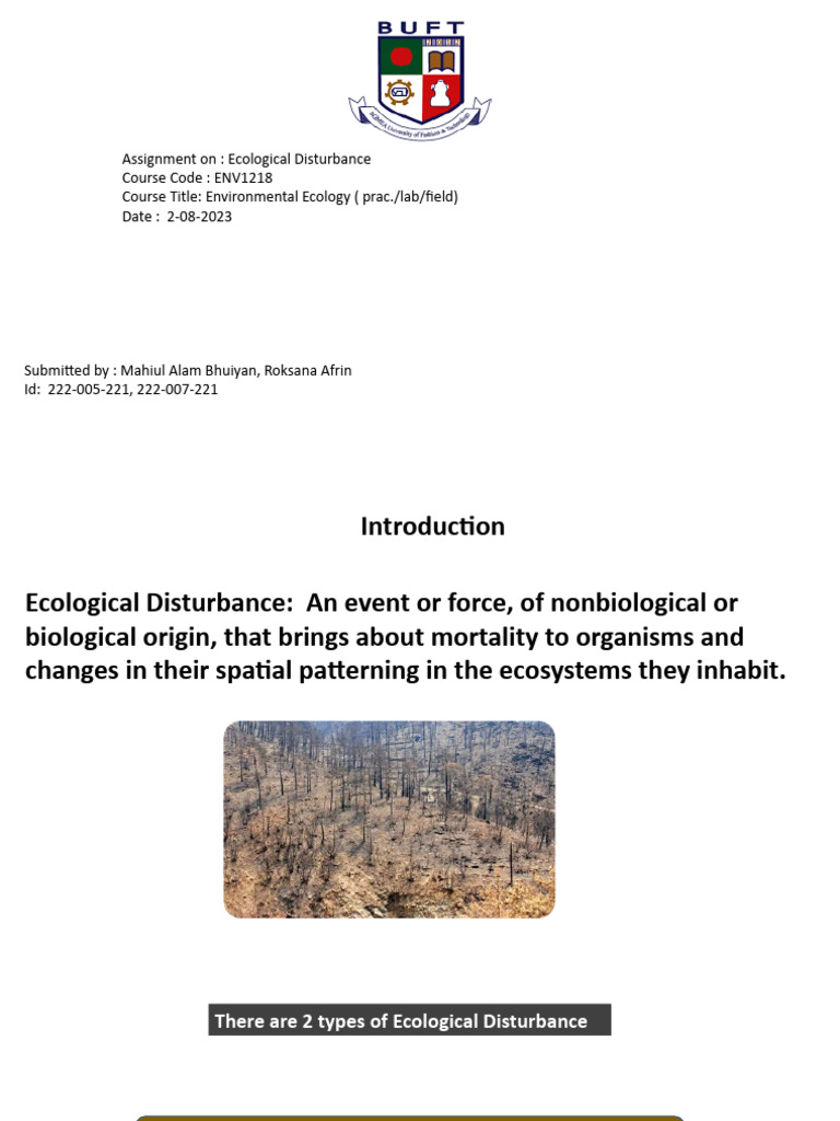 Fardin & Roksana Ecological Disturbance Presentation | PDF ...