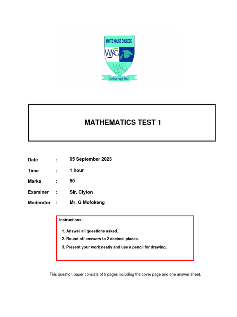 Grade 10 Question Paper | PDF | Mathematics