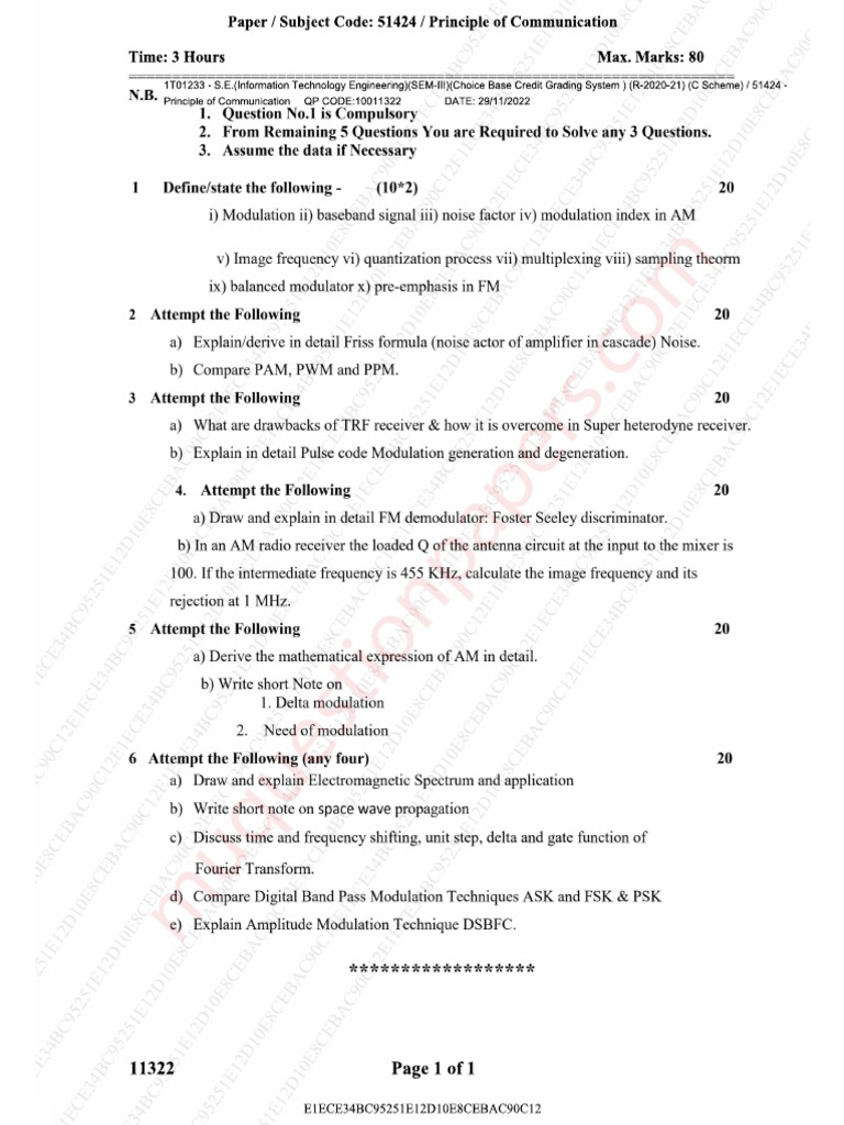 Be - Information Technology - Semester 3 - 2022 - December - Principle of Communicationrev 2019 ...