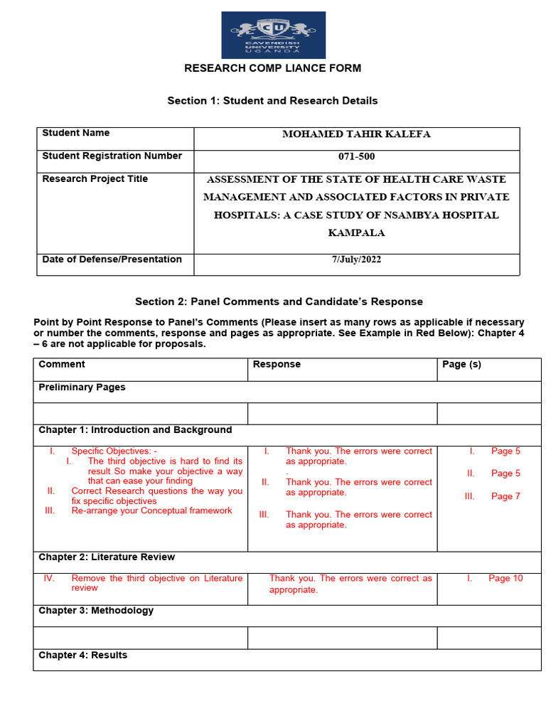 Research Comp Liance Form | PDF | Thesis