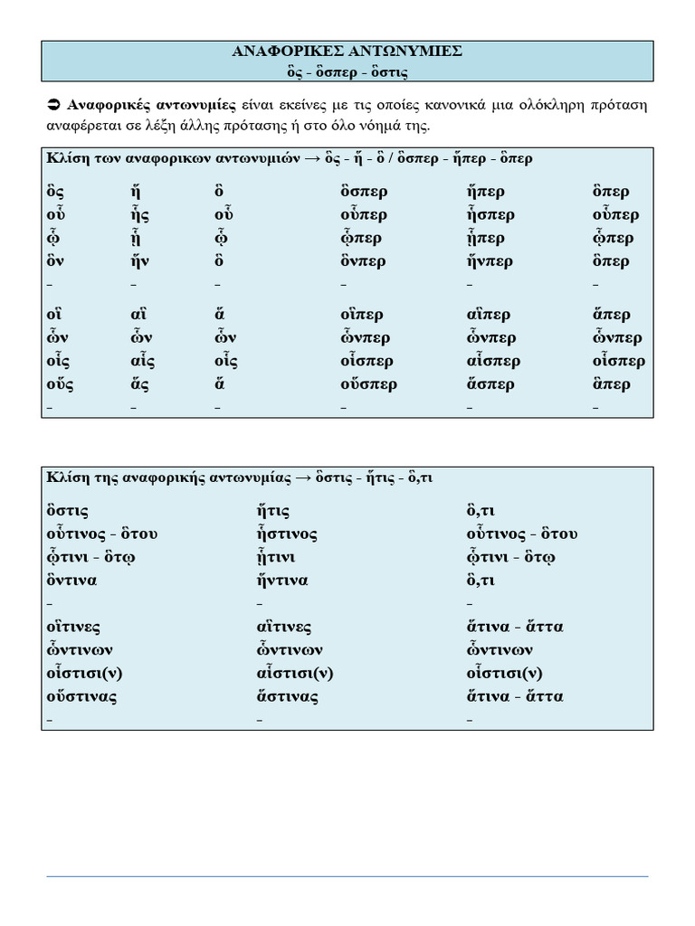 αναφορικες αντωνυμίες | PDF