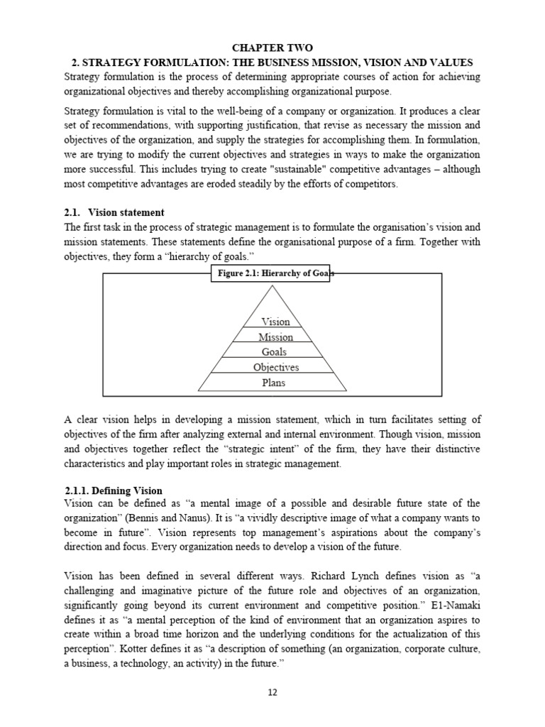 Chapter Two | PDF | Strategic Management | Goal