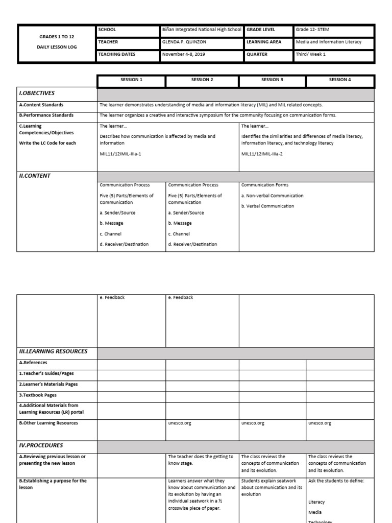 Mil DLL Lesson 1 | PDF | Communication | Learning