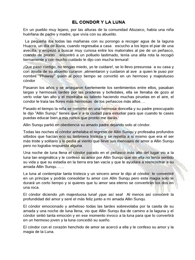 Cuento El Condor y La Luna | PDF | Amor