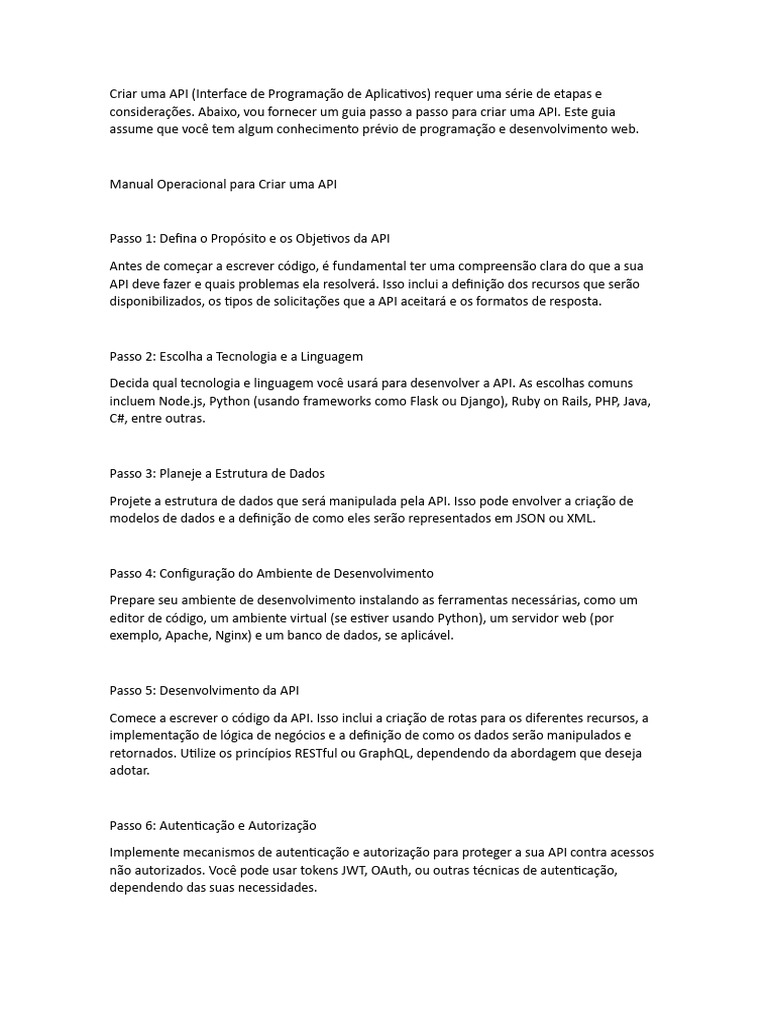 Criar Uma API Exclusivo | PDF | Python (linguagem de programação ...