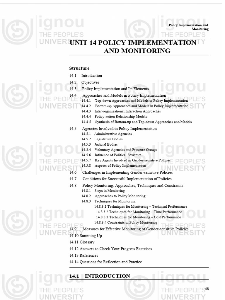 Unit-14 Policy Implementation Best For Module | Download Free PDF | Policy | Top Down And Bottom ...