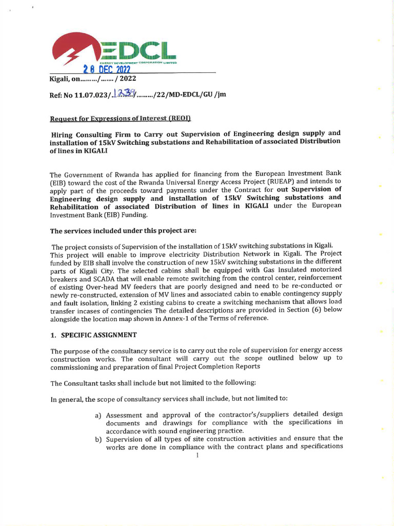 EDCL Supervision for Kigali Power Project | PDF | Employment ...