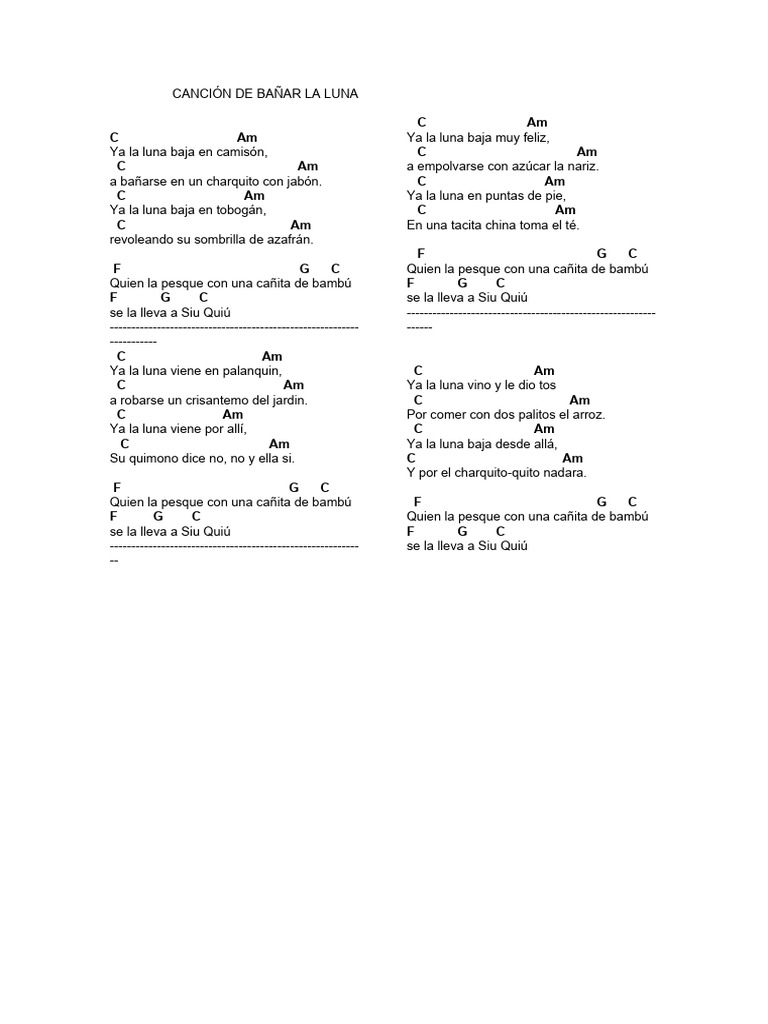 Canción de Bañar La Luna | PDF