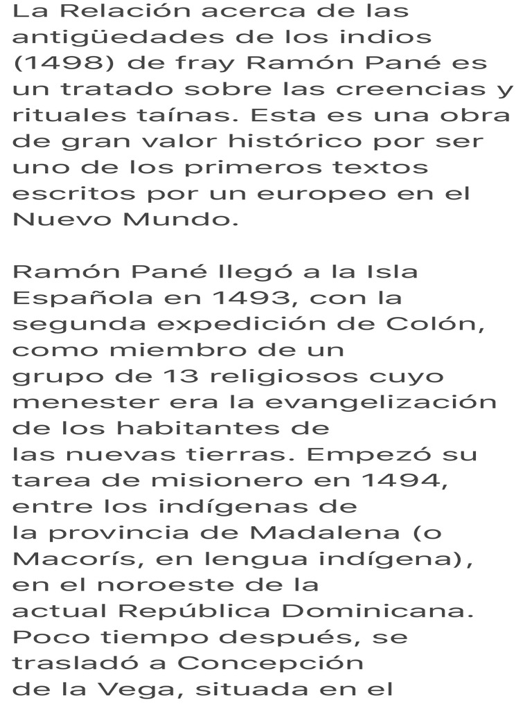 Creencias Taínas por Fray Pané | PDF