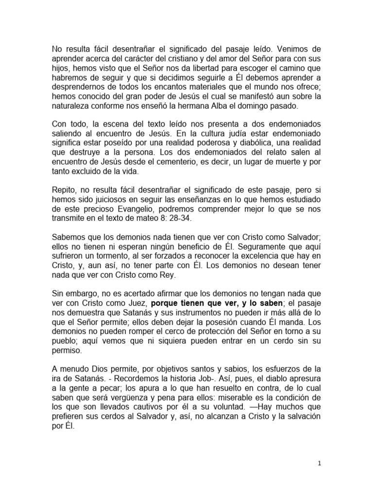 Mateo 8 28 Al 34 | PDF | Jesús | Demonios
