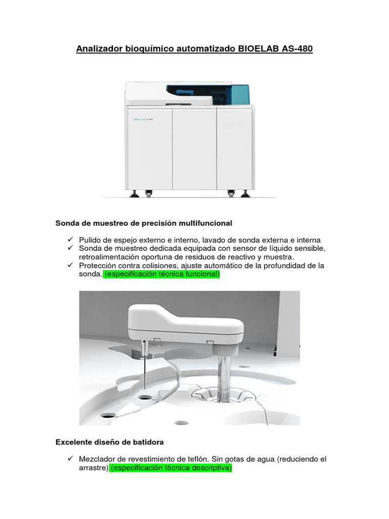 Analizador Bioquímico Automatizado BIOELAB AS | PDF