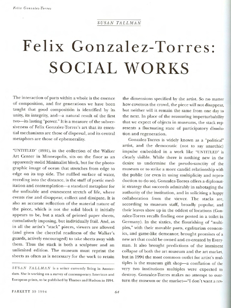 Felix Gonzalez Torres - Social Works | PDF