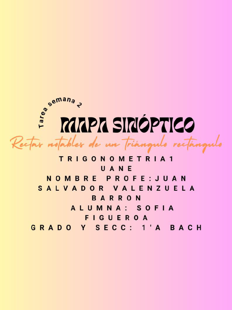 mapa sinoptico de rectas notables de un triángulo rectángulo - sofia figueroa 1´A BACH | PDF