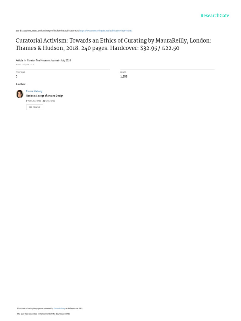 Mahony Review CuratorialActivism | PDF