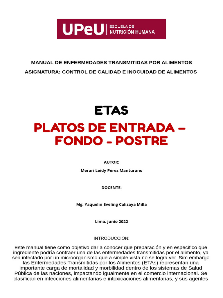 2 Oficial Manual - Etas | PDF | Alimentos | Enfermedades transmitidas por alimentos