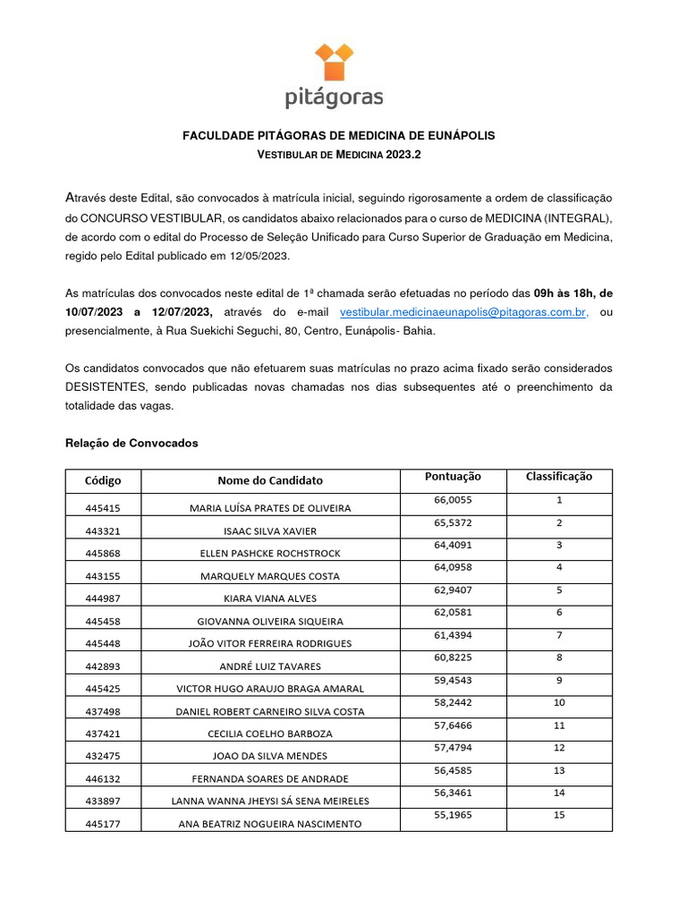 PSU - 2023.2 - 1a Convocacao 1VG Pitagoras | PDF | Brasil
